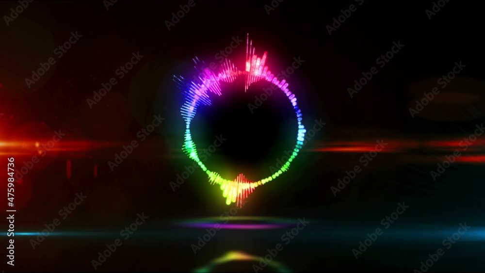Audio spectrum voice neon sign concept, radio sound wave and disco ...
