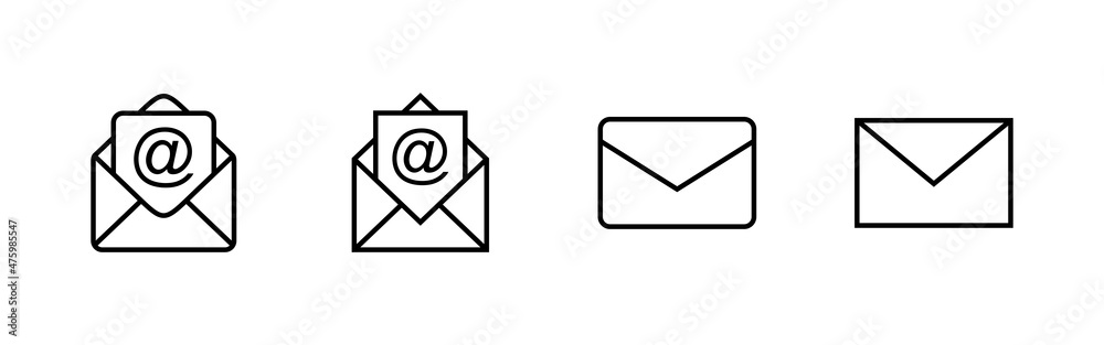 Mail icons set. email sign and symbol. E-mail icon. Envelope icon Stock ...