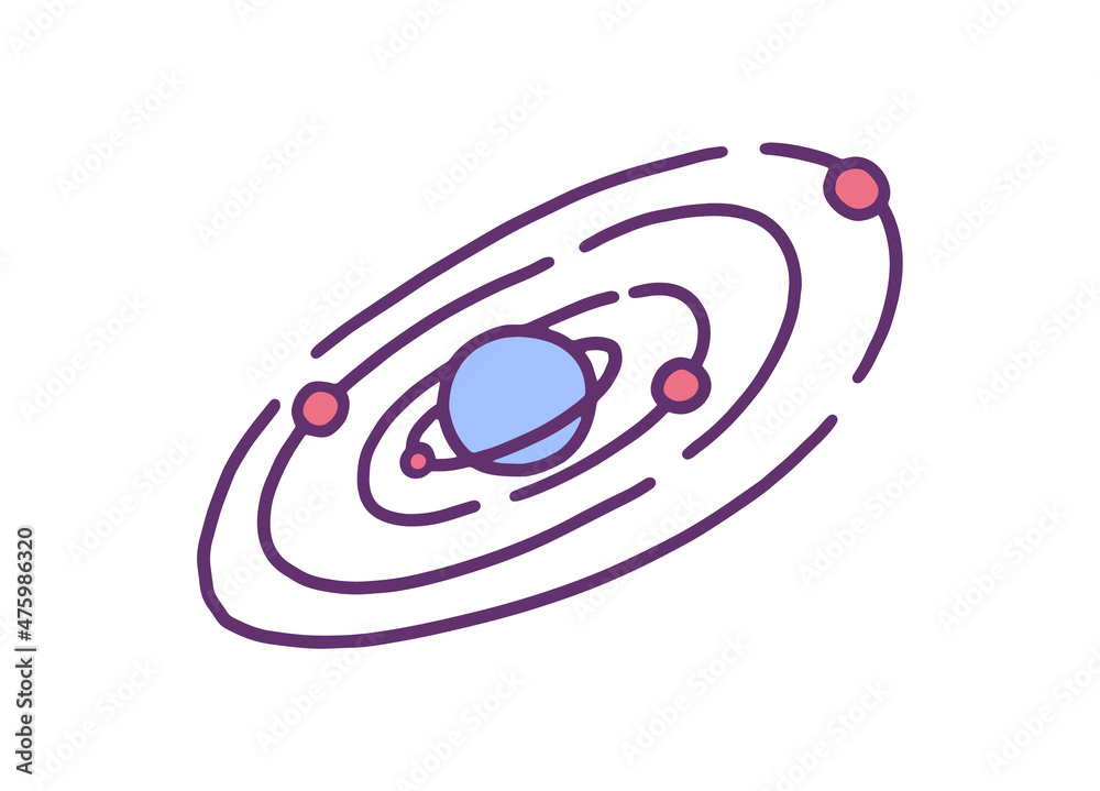 Star system with planets orbiting around blue supergiant star, tiny ...