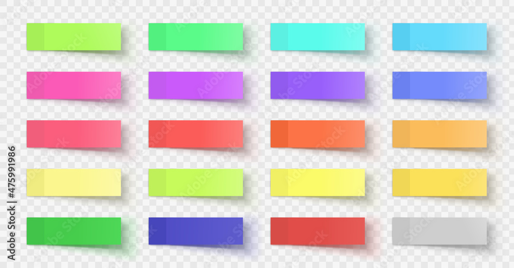 Realistic sticky paper post notes, colored sticker tag. Adhesive memo ...
