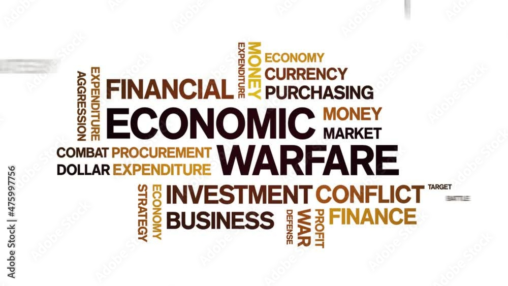 Economic Warfare Animated Tag Word Cloud;Text Design Animation ...