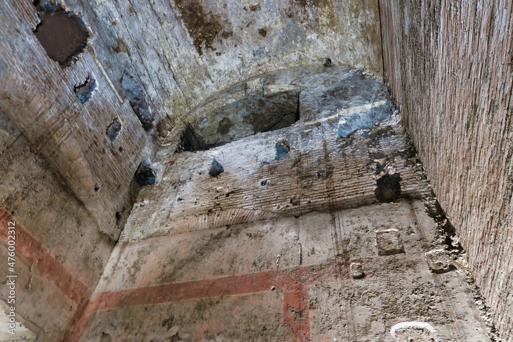 wall of an old house, photo as a background in old italian roman domus ...