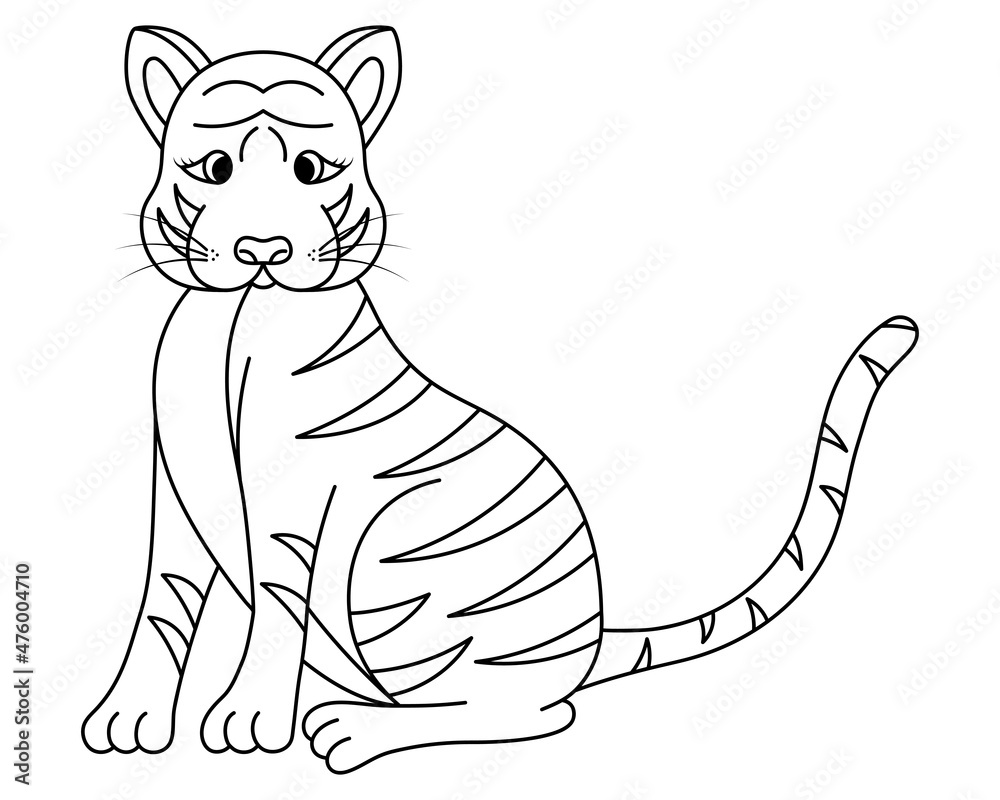 Tiger. Sketch. Tabby kitten. Symbol of the year. Vector illustration ...