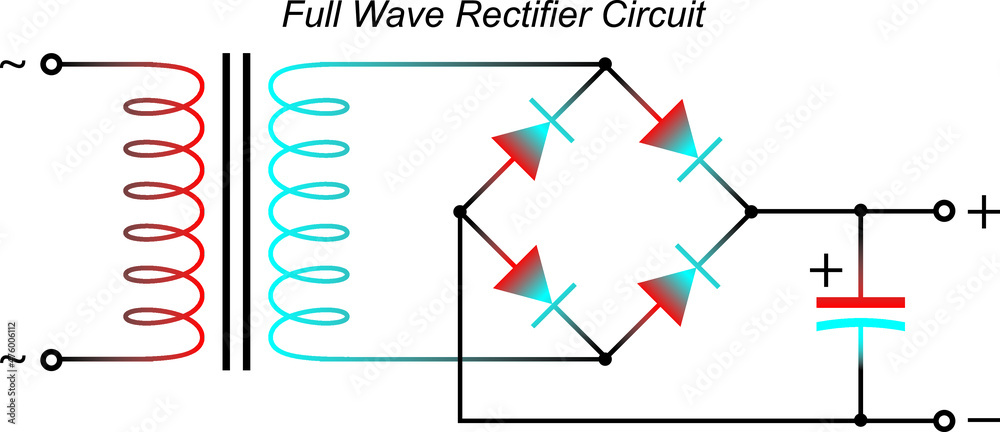 Electronic, Full Wave Rectifier Circuit Stock Vector | Adobe Stock