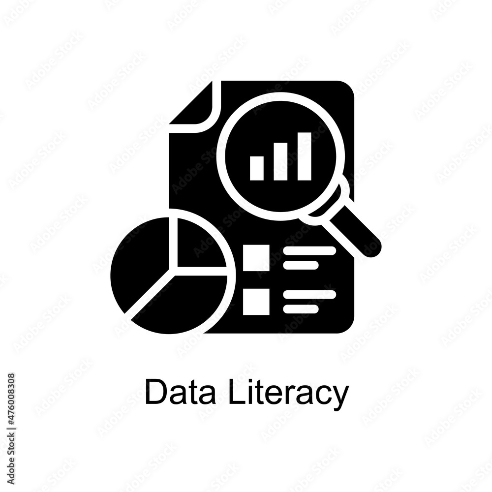 Data Literacy vector Solid Icon Design illustration. Digitalization and ...