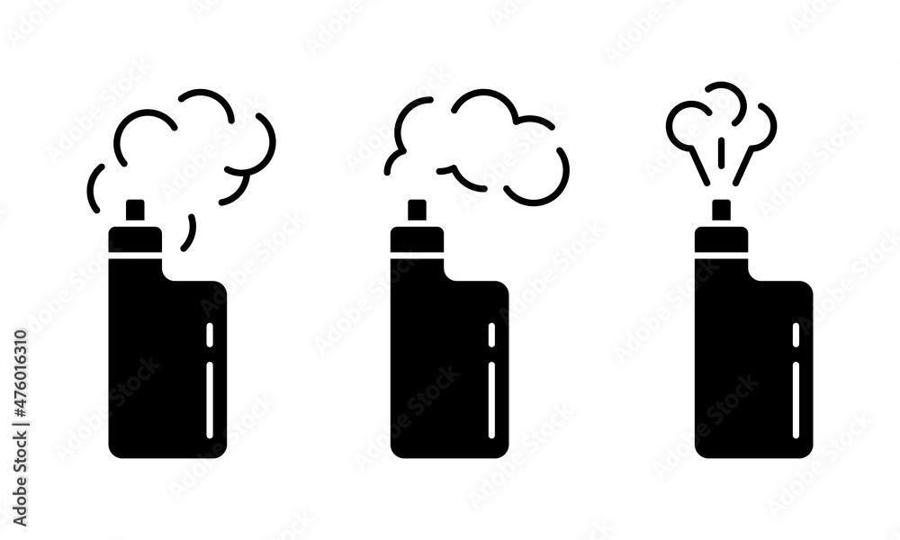 Vape silhouette icons set. Black simple vector of electronic cigarette ...