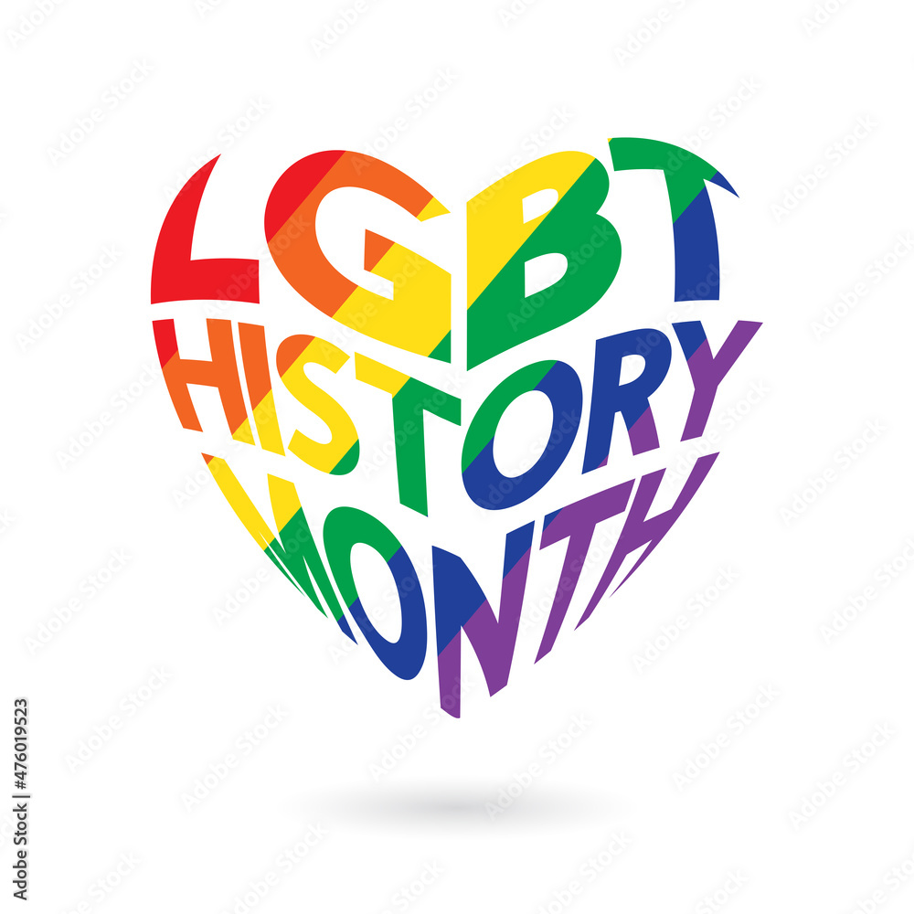 LGBT History Month modern vector concept. Freedom rainbow flag and text ...