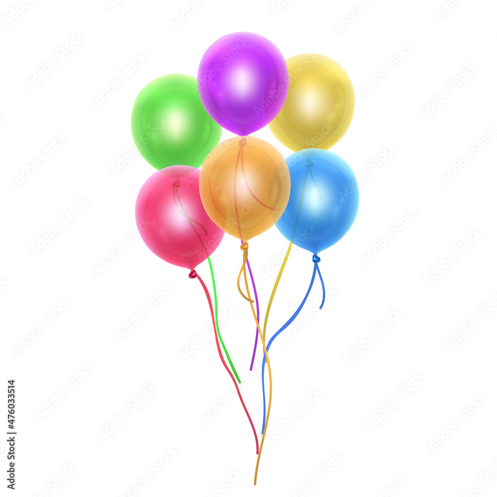 Colored and transparent balloons on transparent background. Vector ...