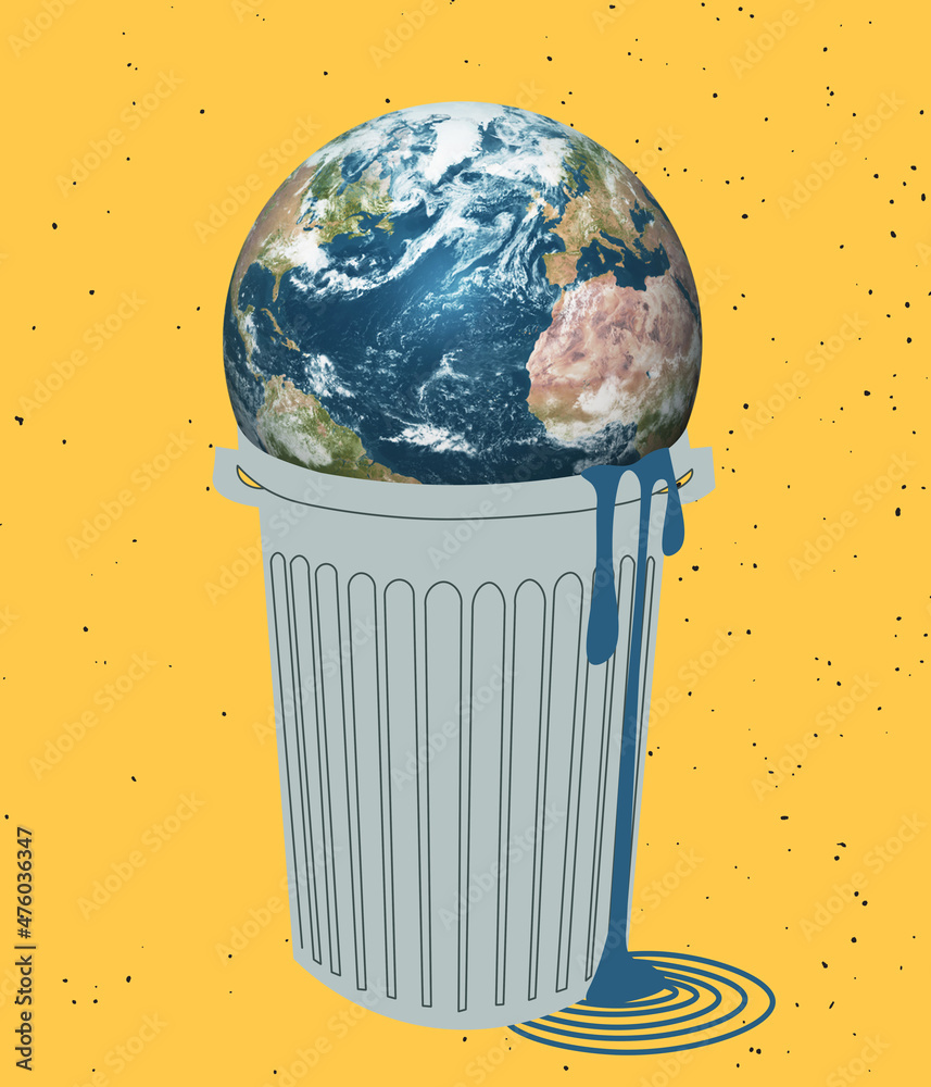 Air and water pollution. Contemporary art collage, modern creative ...