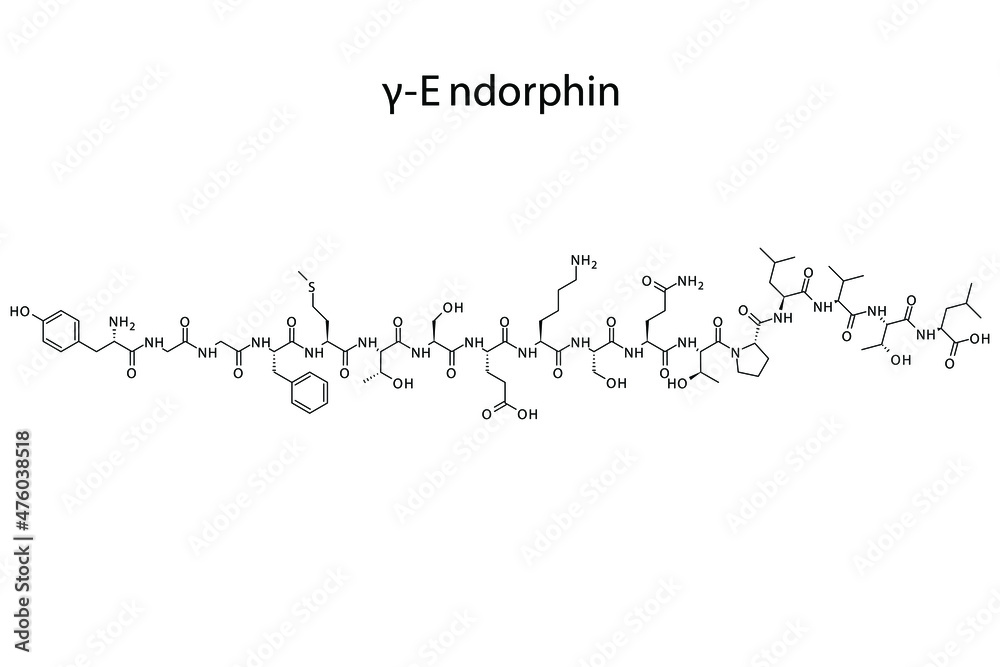 Gamma Endorphin biomolecule molecular formula. Skeletal molecule ...