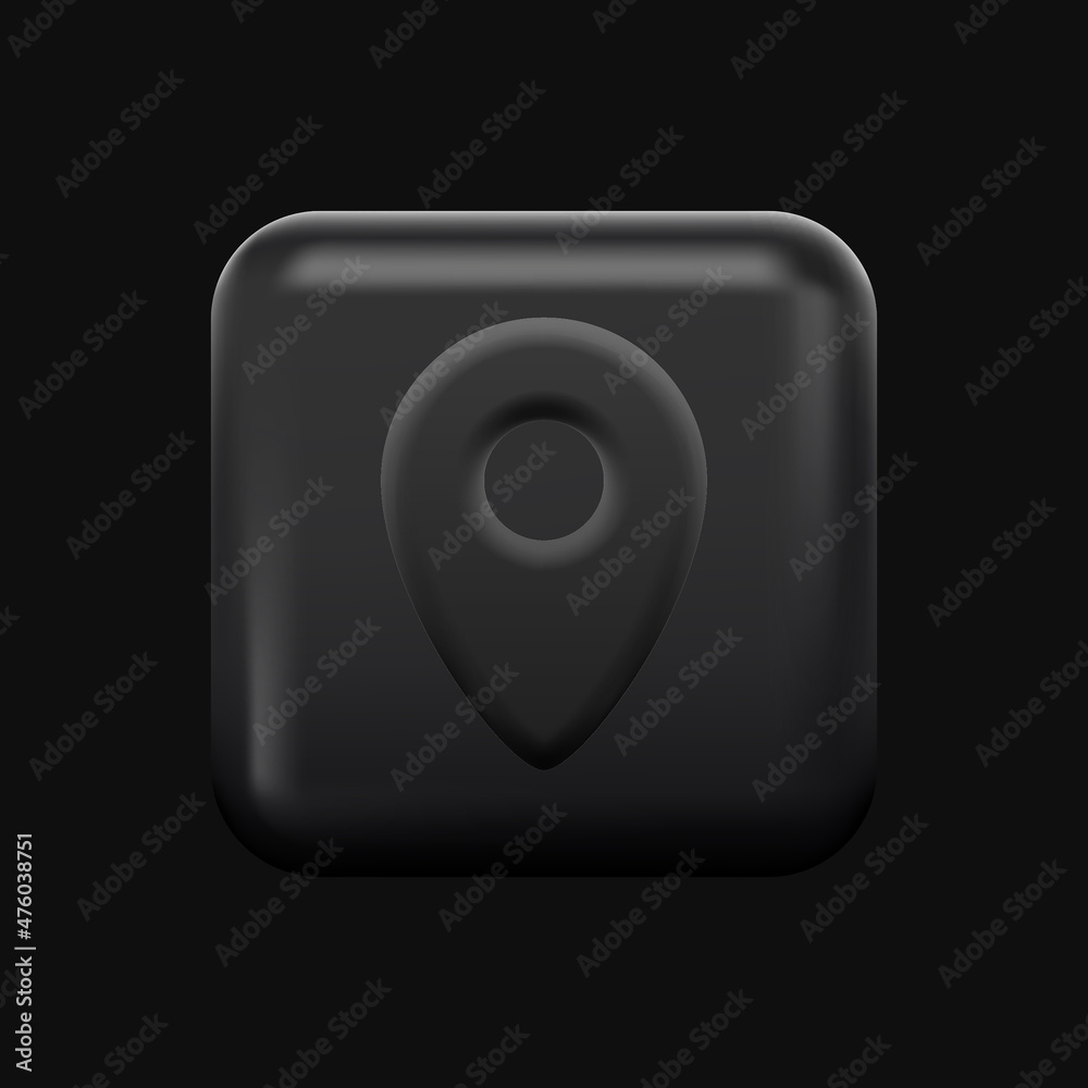 Geolocation 3D Icon. Dark Square element. Vector illustration Stock ...