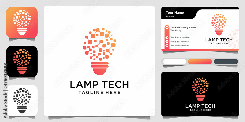 tech light bulb logo designs concept, creative icon symbol technology ...