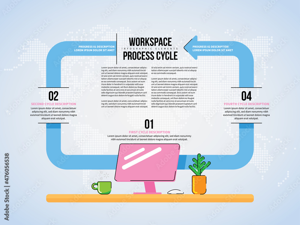 Workspace Process Cycle Infographic Stock Vector | Adobe Stock