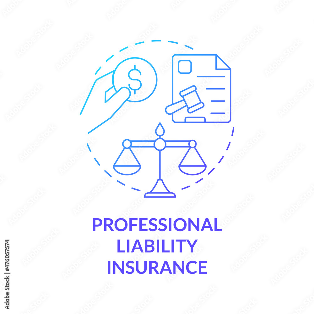 Professional liability insurance blue gradient concept icon. Corporate ...