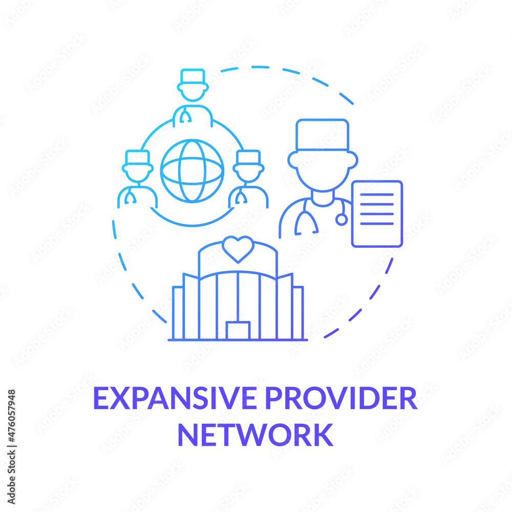 Expansive provider network blue gradient concept icon. Corporate ...