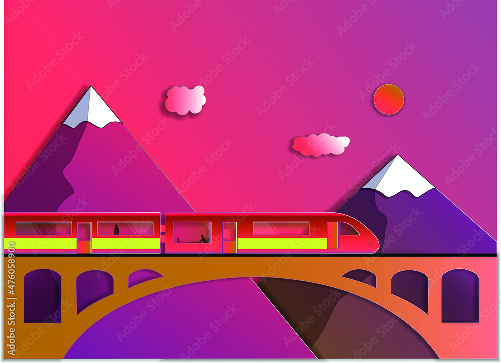 Beautiful cartoon flat train in eps 10,vector illustration of highspeed ...