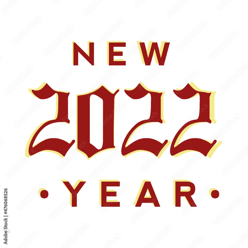 Logo that says "New Year 2022" with a mix of red and yellow colors ...