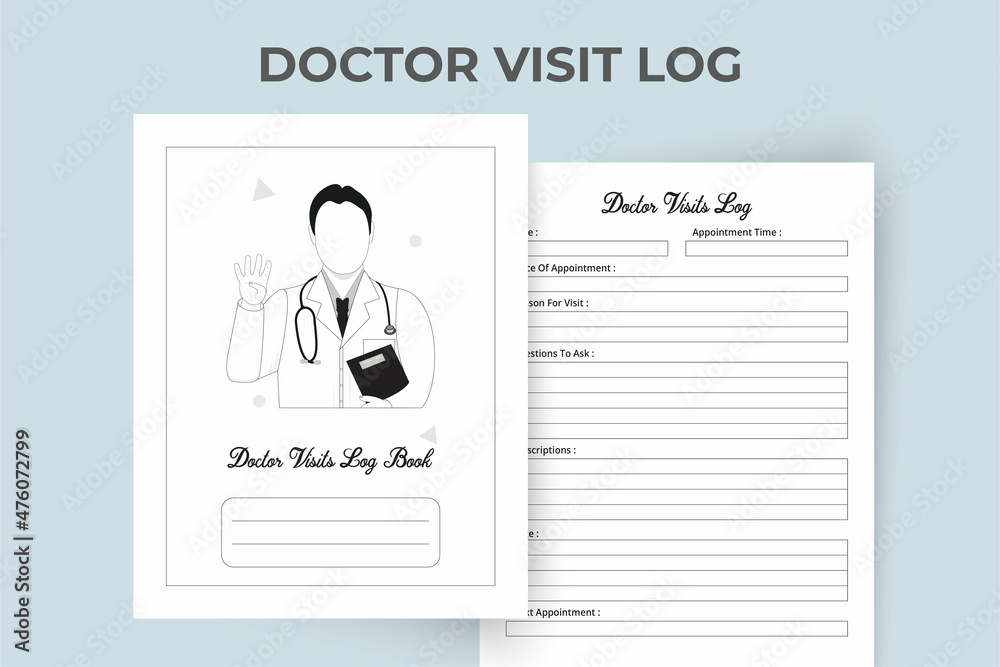 Health Care Log Book and medical Tracker. Doctor visiting logbook KDP ...