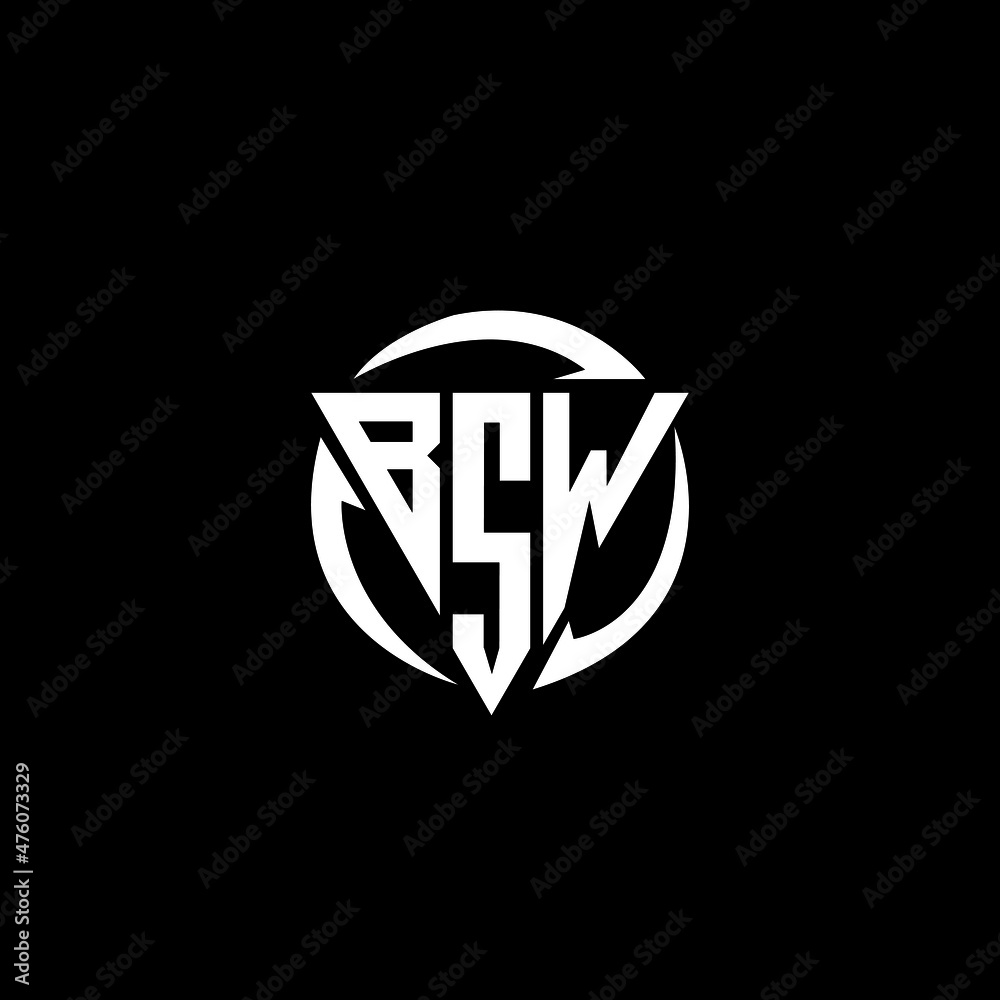 BSW letter logo design on black background.BSW creative initials letter ...