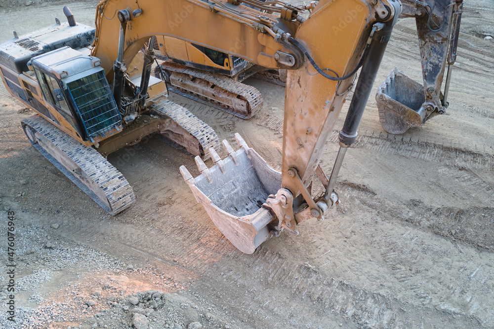 Open pit mining site of construction sand stone materials with ...