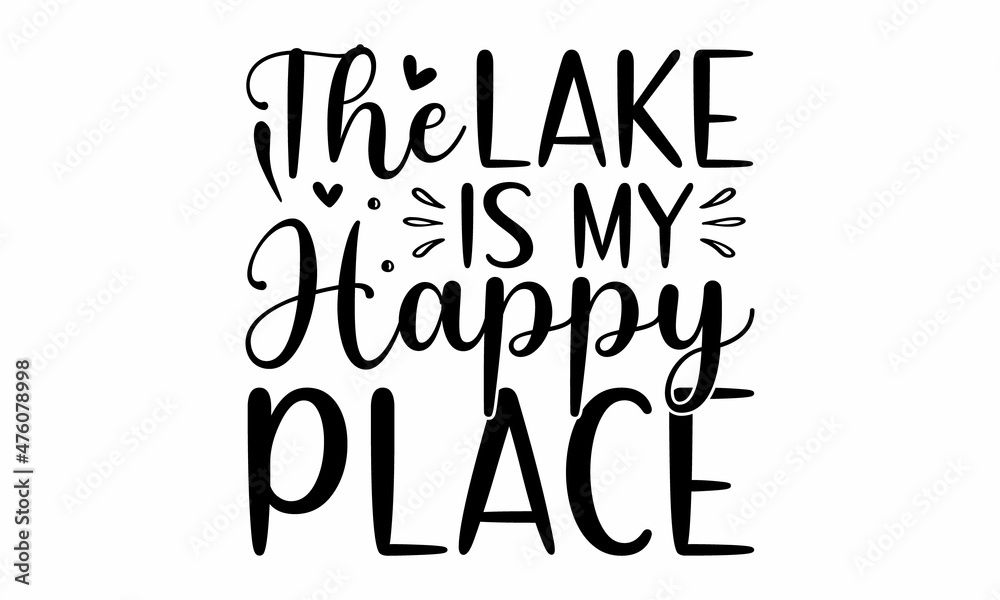The lake is my happy place, Lake house decor sign in vintage style ...