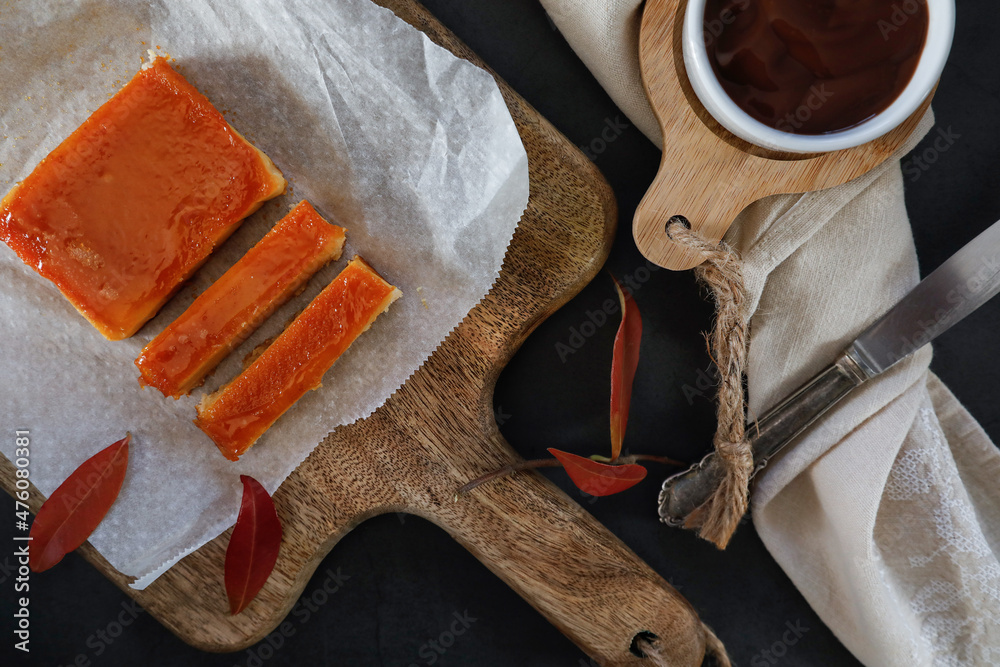 Turron de yema. Delicious handmade nougat toasted egg yolk. Typical ...