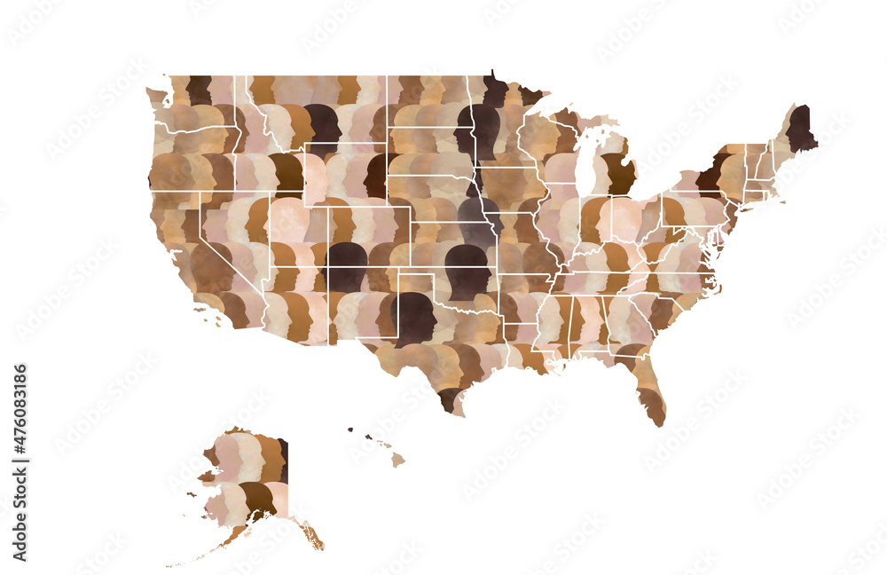 Pattern of a group of diverse people with different skin tones making ...