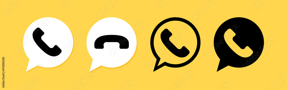 Answer phone call icon set. Incoming call. Vector line icon for ...