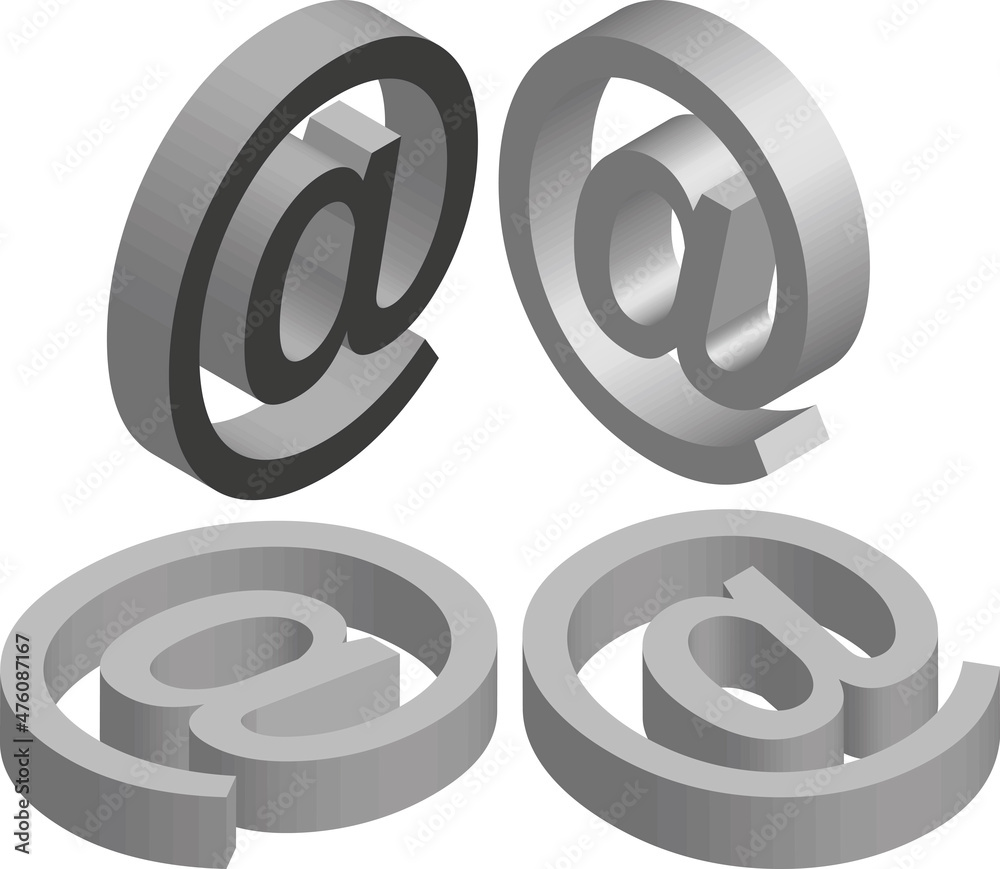 Isometric At symbol. Template for creating logos, emblems, monograms ...