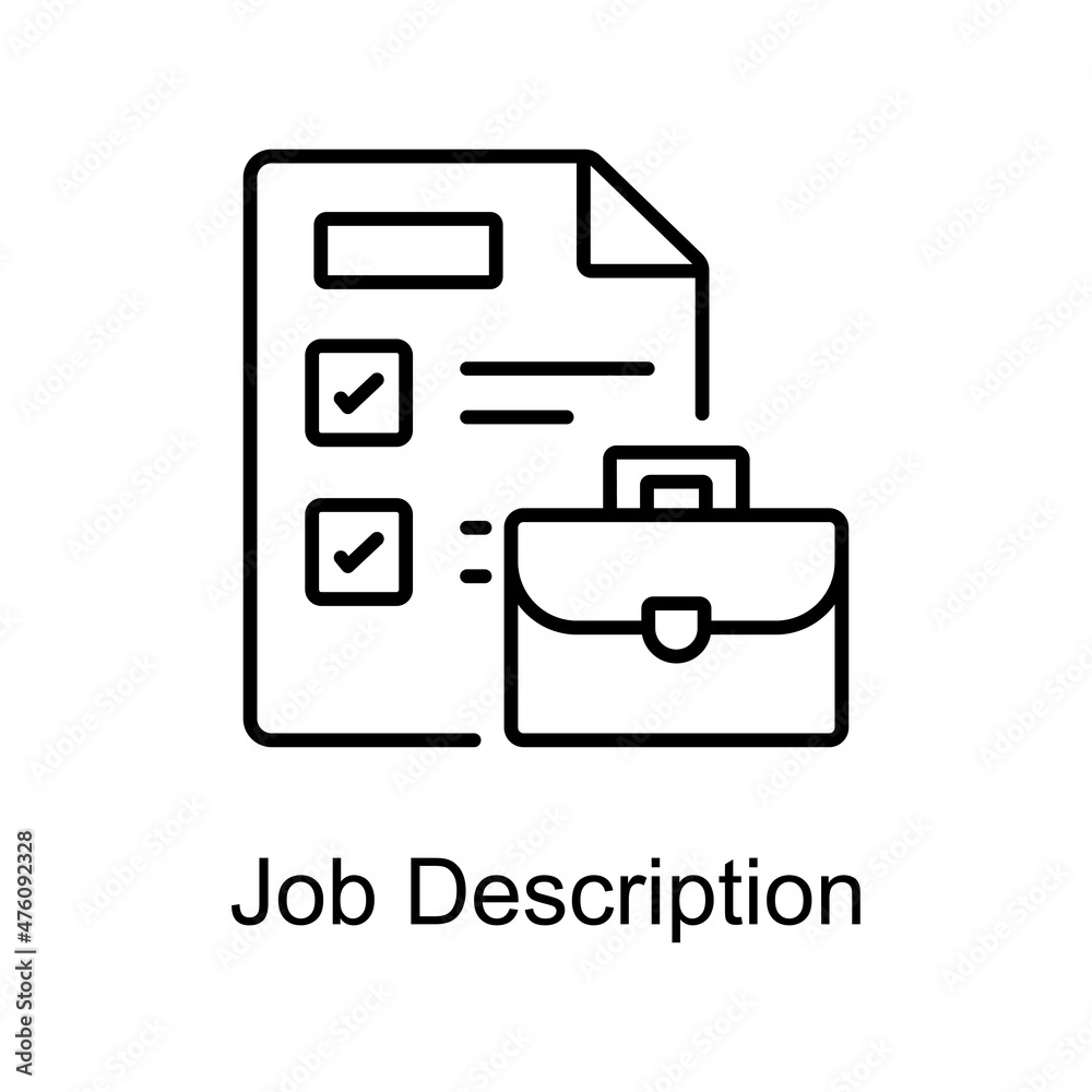 Job Description vector outline icon for web isolated on white ...