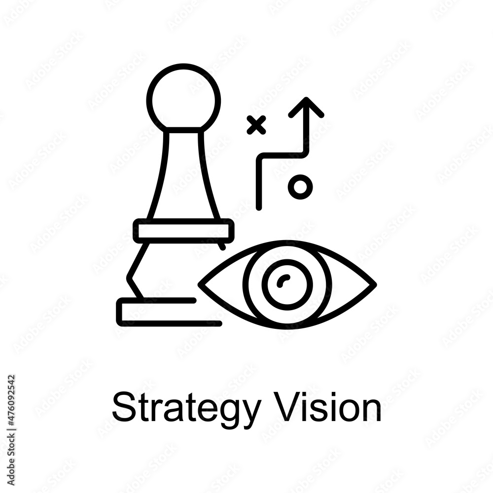 Strategy Vision vector outline icon for web isolated on white ...