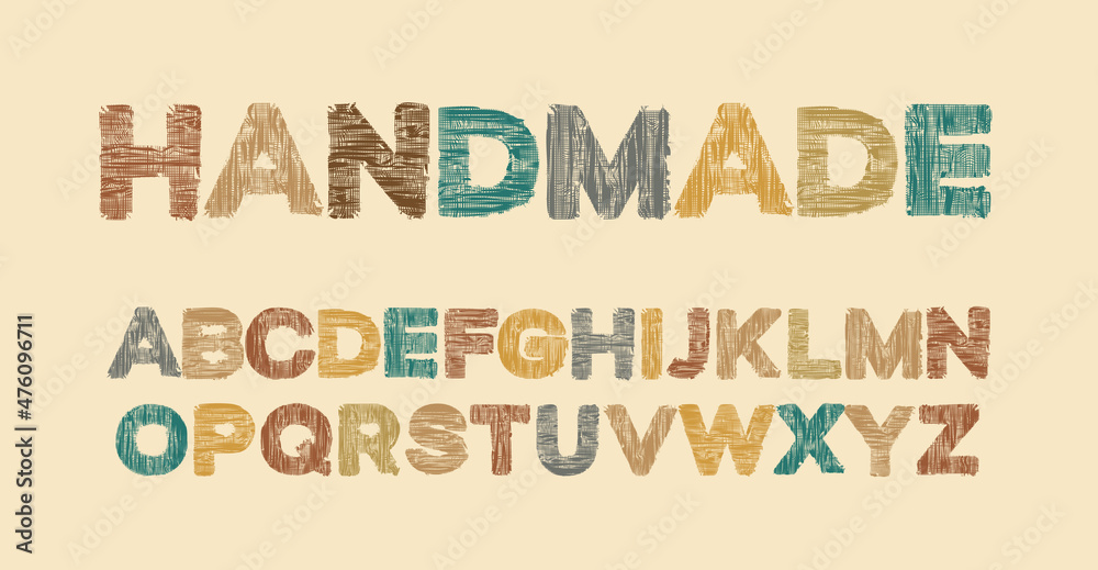 HANDMADE lettering in colored letters and the English alphabet with a ...