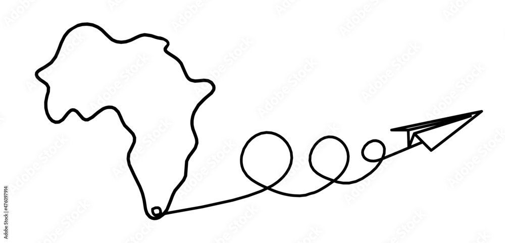 Africa as line drawing on white background. Vector Stock Vector | Adobe ...
