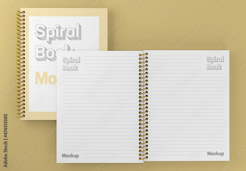 Cover and Open Spiral Book Mockup Stock Template | Adobe Stock