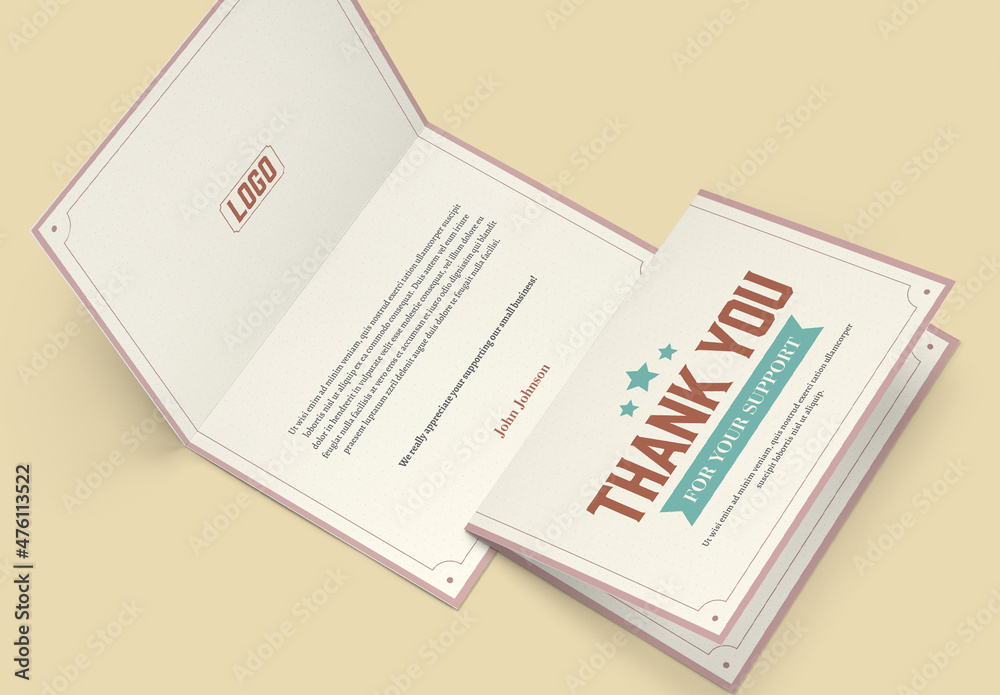 Thank You Card Layout with Green Accents Stock Template | Adobe Stock