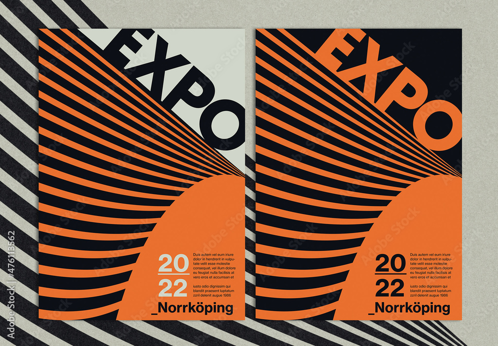 Event Poster Layout with Distort Lines Geometric Pattern Composition ...