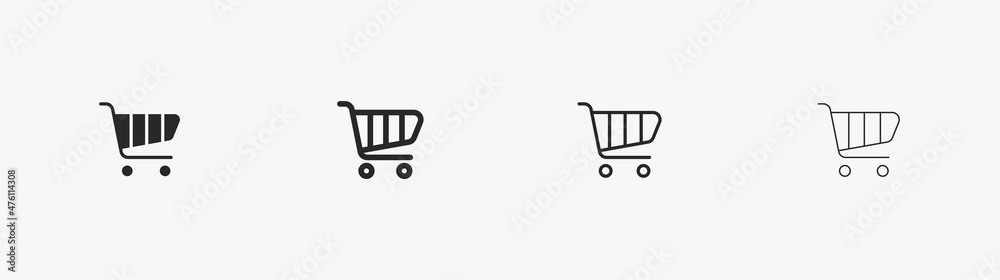 Linear flat cart symbol isolated on white background. Add to cart ...