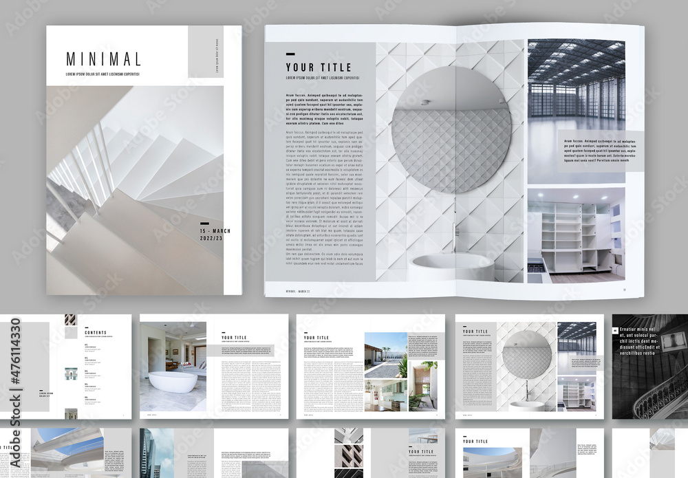 Minimal Multipurpose Light Grey Magazine Stock Template | Adobe Stock