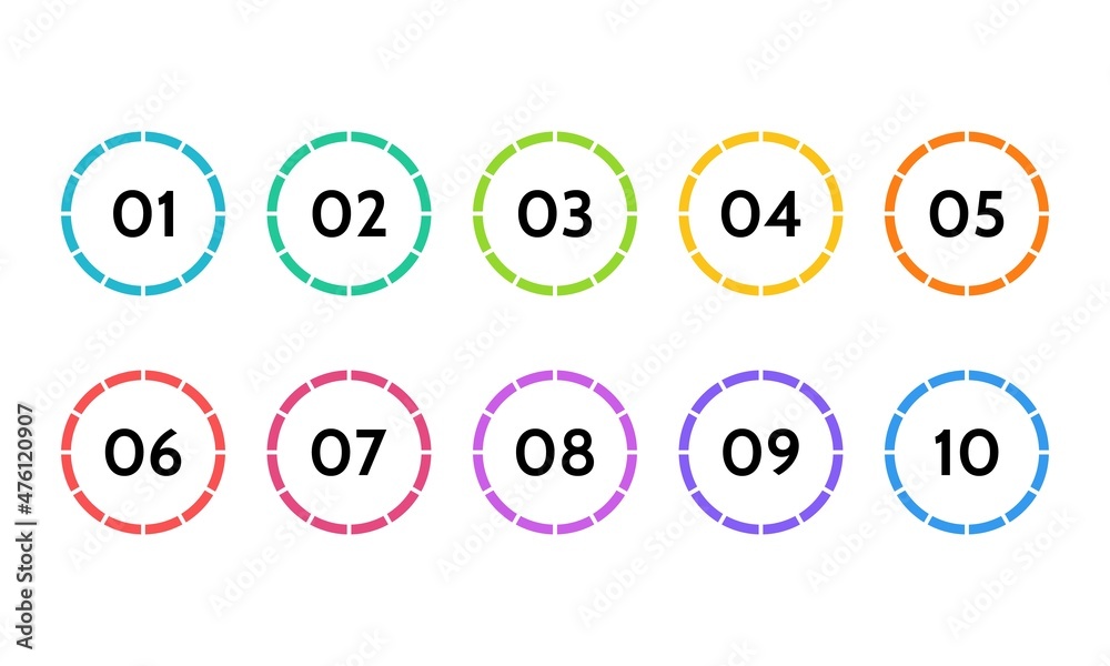 Bullet points, info markers. icon arrow set. Number Flags 1 to 10 Flat ...