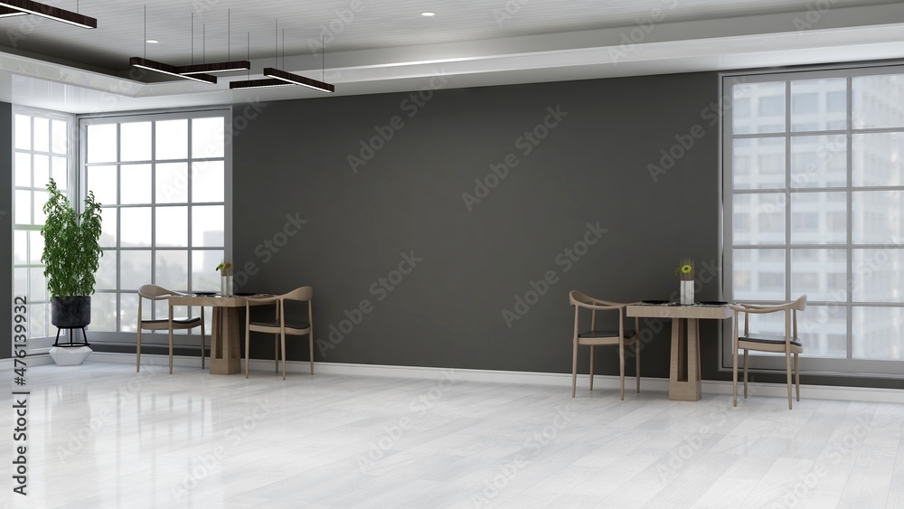 coffee shop with bar desk and table for wall logo mockup Stock ...