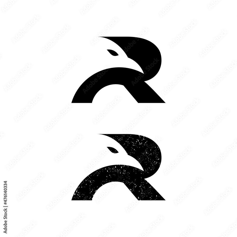 Initials R Black Raven logo icon design Stock Vector | Adobe Stock