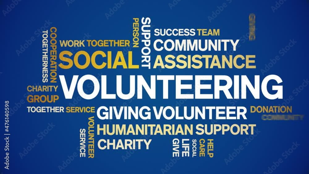 Volunteering animated tag word cloud;text design animation kinetic ...