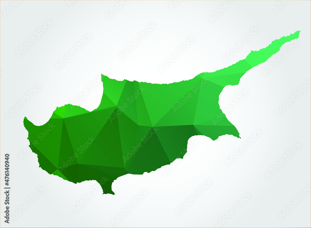 Cyprus Map Green Color on white background polygonal Stock Vector ...