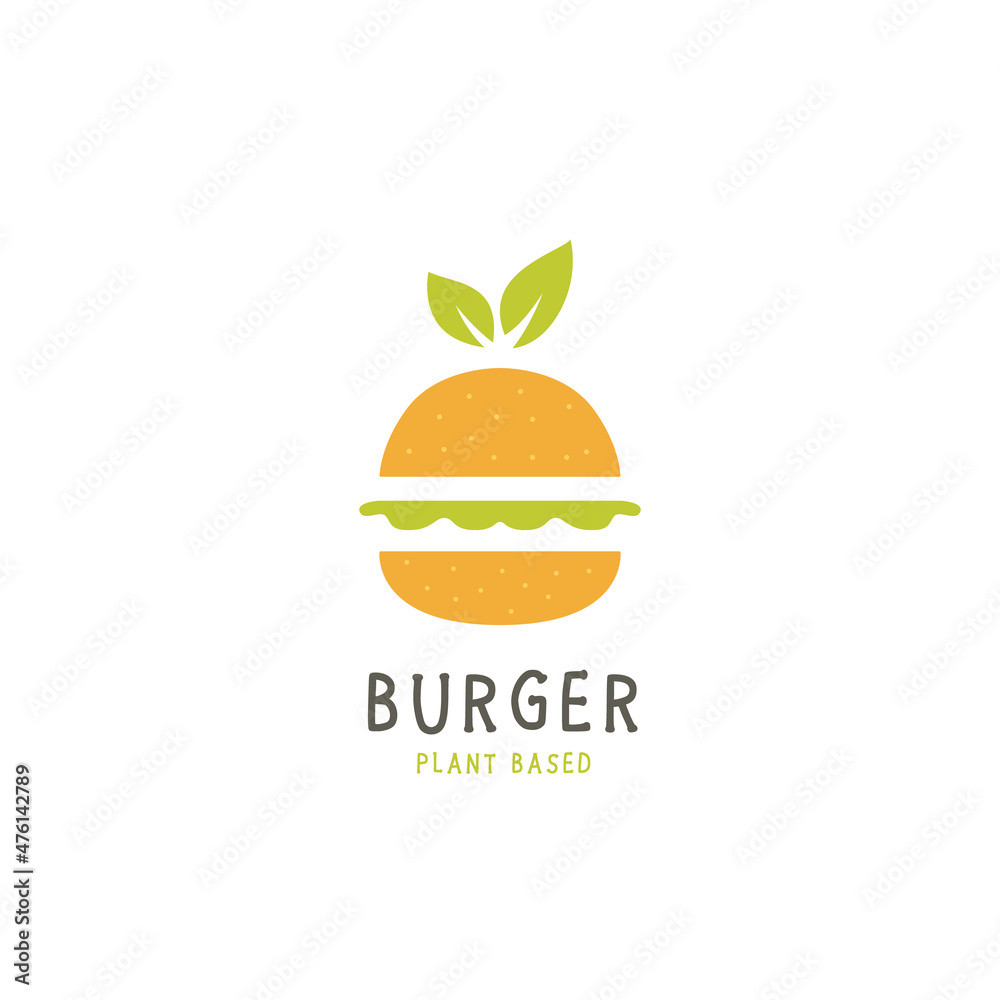 Burger vegan logo, plant based burger logo icon Stock Vector | Adobe Stock