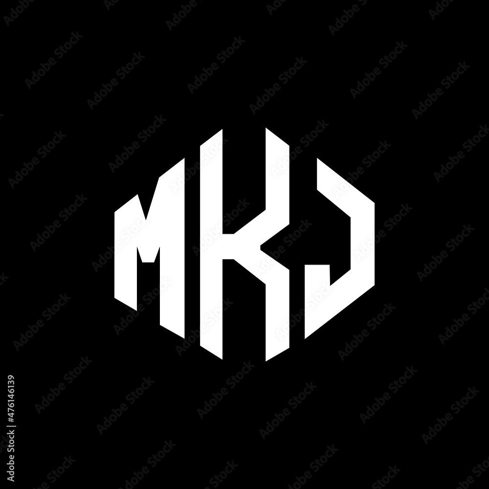 MKJ letter logo design with polygon shape. MKJ polygon and cube shape ...
