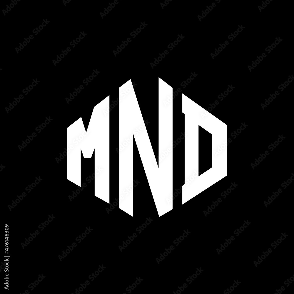 MND letter logo design with polygon shape. MND polygon and cube shape ...