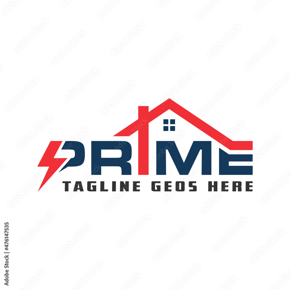 electric house building construction logo with prime Stock Vector ...