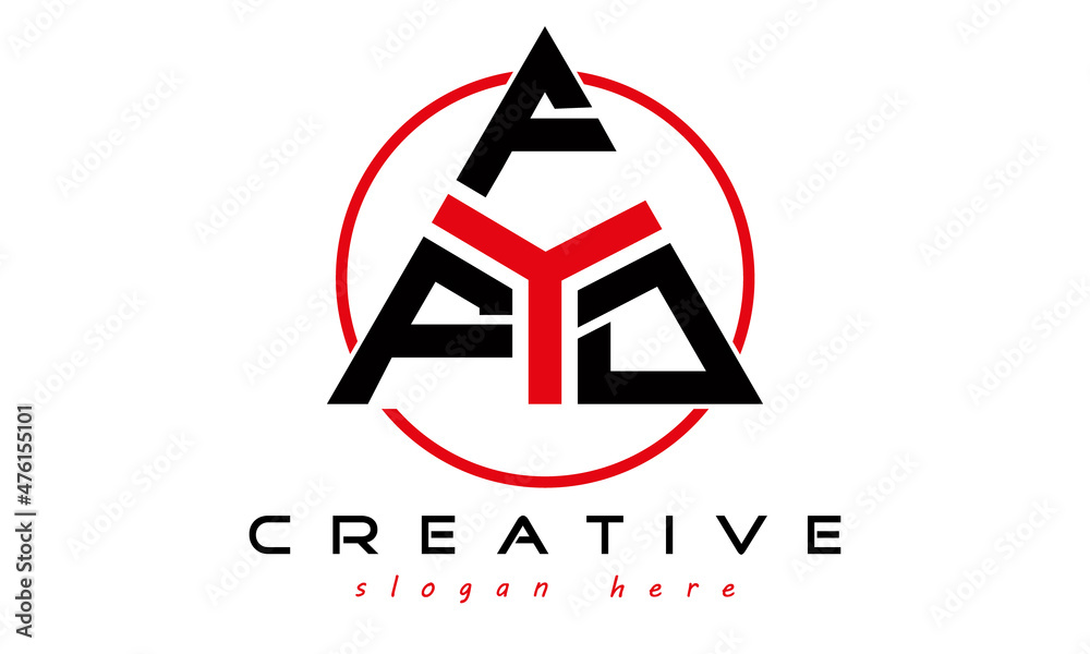triangle badge with circle FFD letter logo design vector, business logo ...