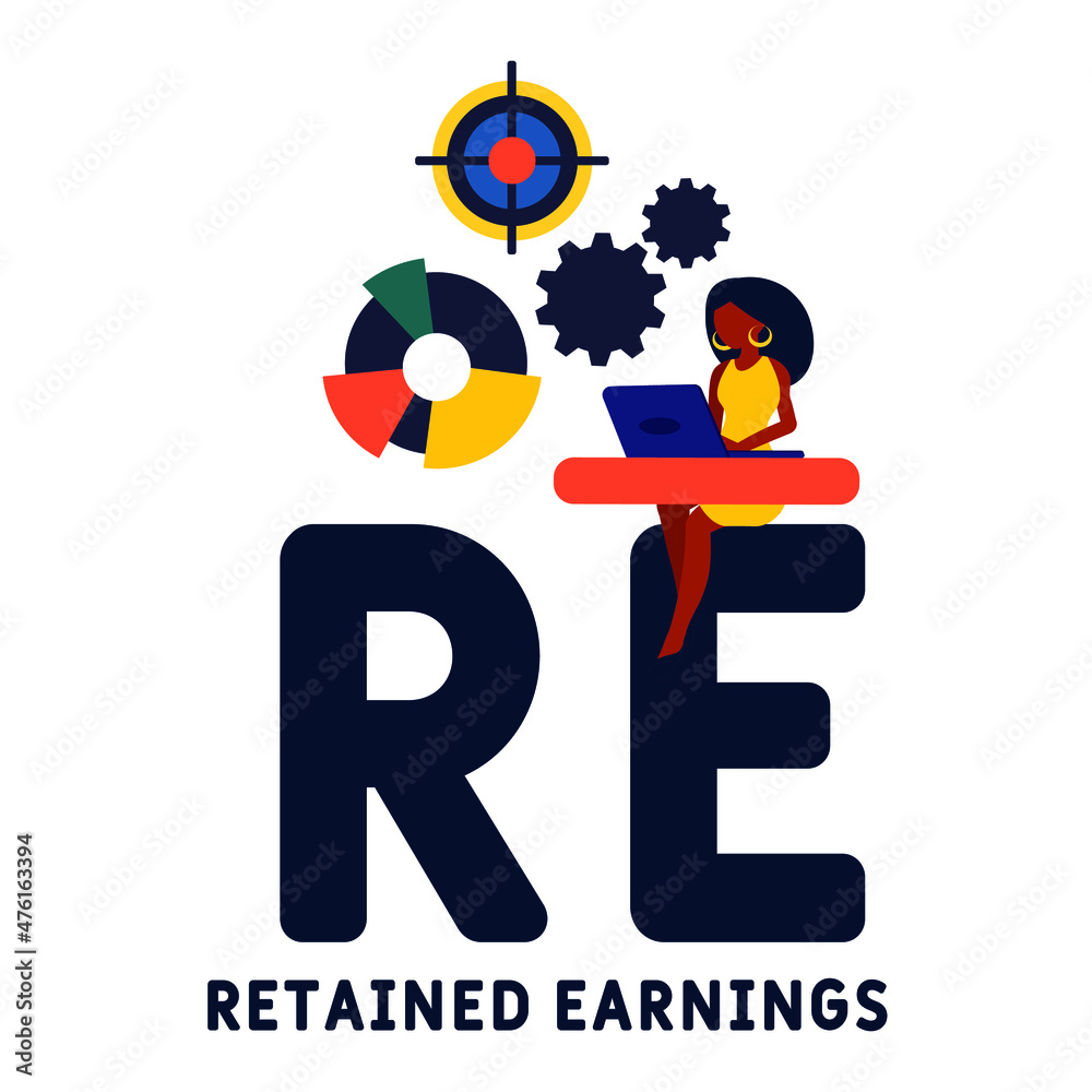 RE - Retained Earnings acronym. business concept background. vector ...