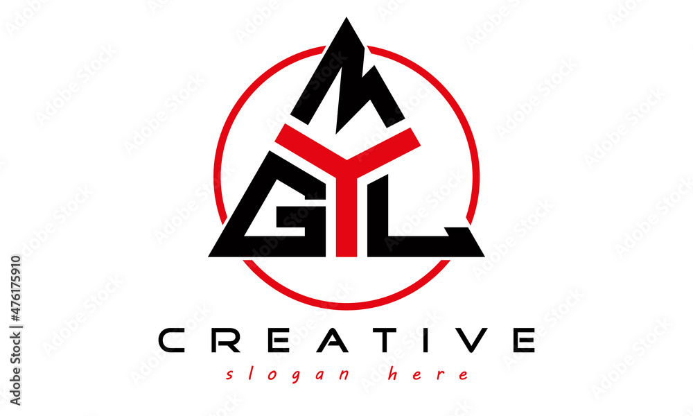 triangle badge with circle GML letter logo design vector, business logo ...
